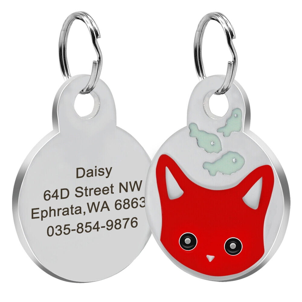 Custom Engraved Personalized Pet ID Tags Dog Cat Name Discs with Bell ...