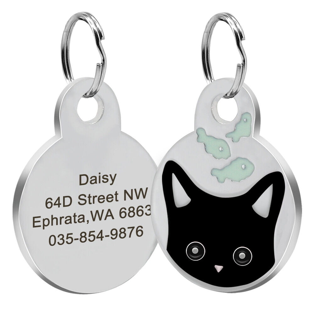 Custom Engraved Personalized Pet ID Tags Dog Cat Name Discs with Bell ...