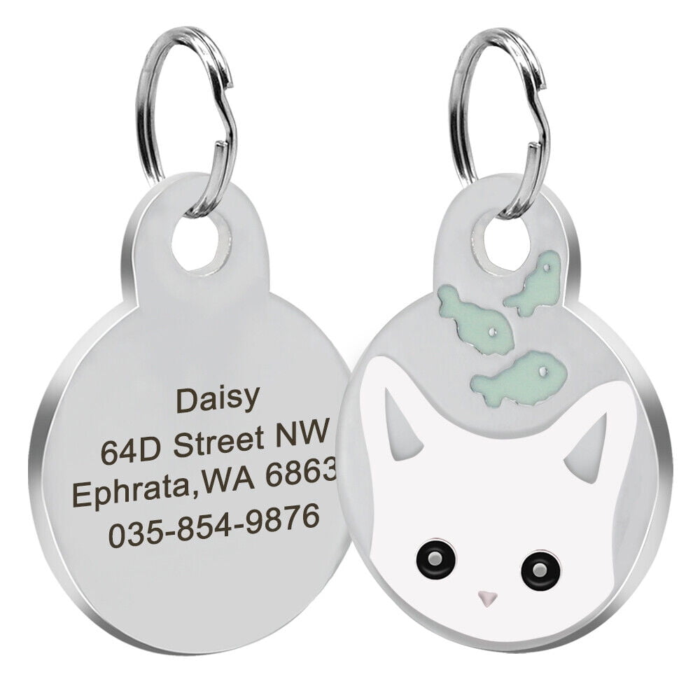 Custom Engraved Personalized Pet ID Tags Dog Cat Name Discs with Bell ...