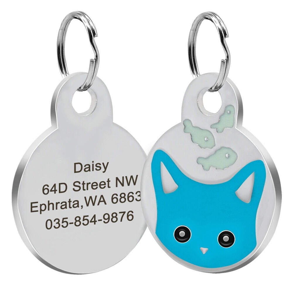 Custom Engraved Personalized Pet ID Tags Dog Cat Name Discs with Bell ...
