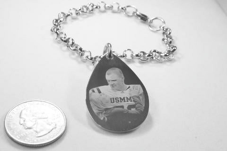 Custom Engraved Tear Drop Dog Tag Silver Tone Stainless Steel with Rolo ...