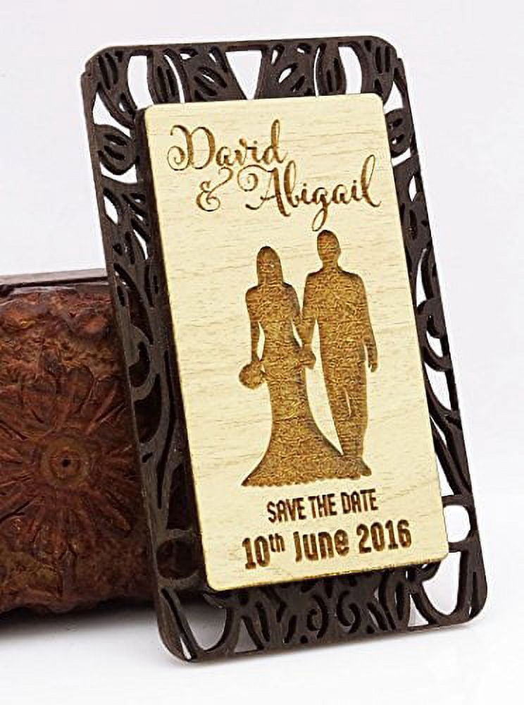 Custom Engraved Wooden Magnet Personalized Gift 10 Rustic Wedding Save ...