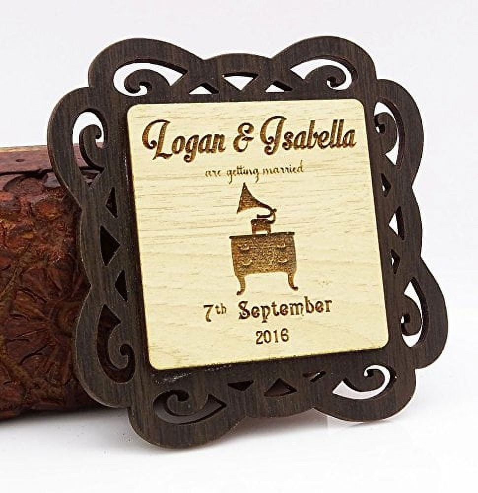 Custom Engraved Wooden Magnet Personalized Gift 10 Rustic Wedding Save ...
