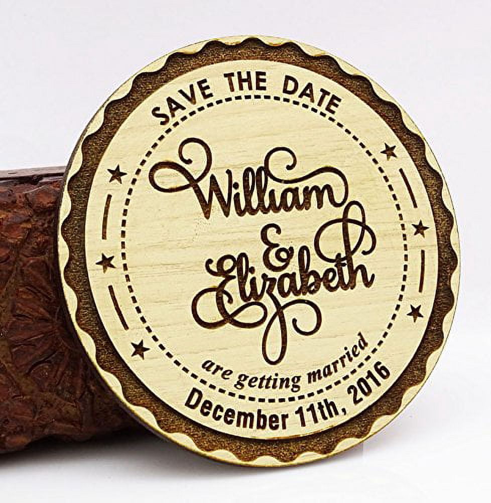 Custom Engraved Wooden Magnet Personalized Gift 10 Rustic Wedding Save ...