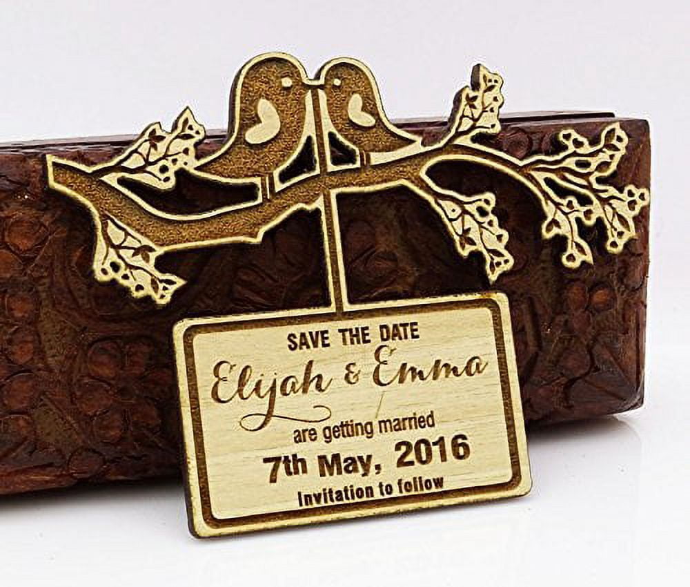 Custom Engraved Wooden Magnet Personalized Gift 40 Rustic Wedding Save ...