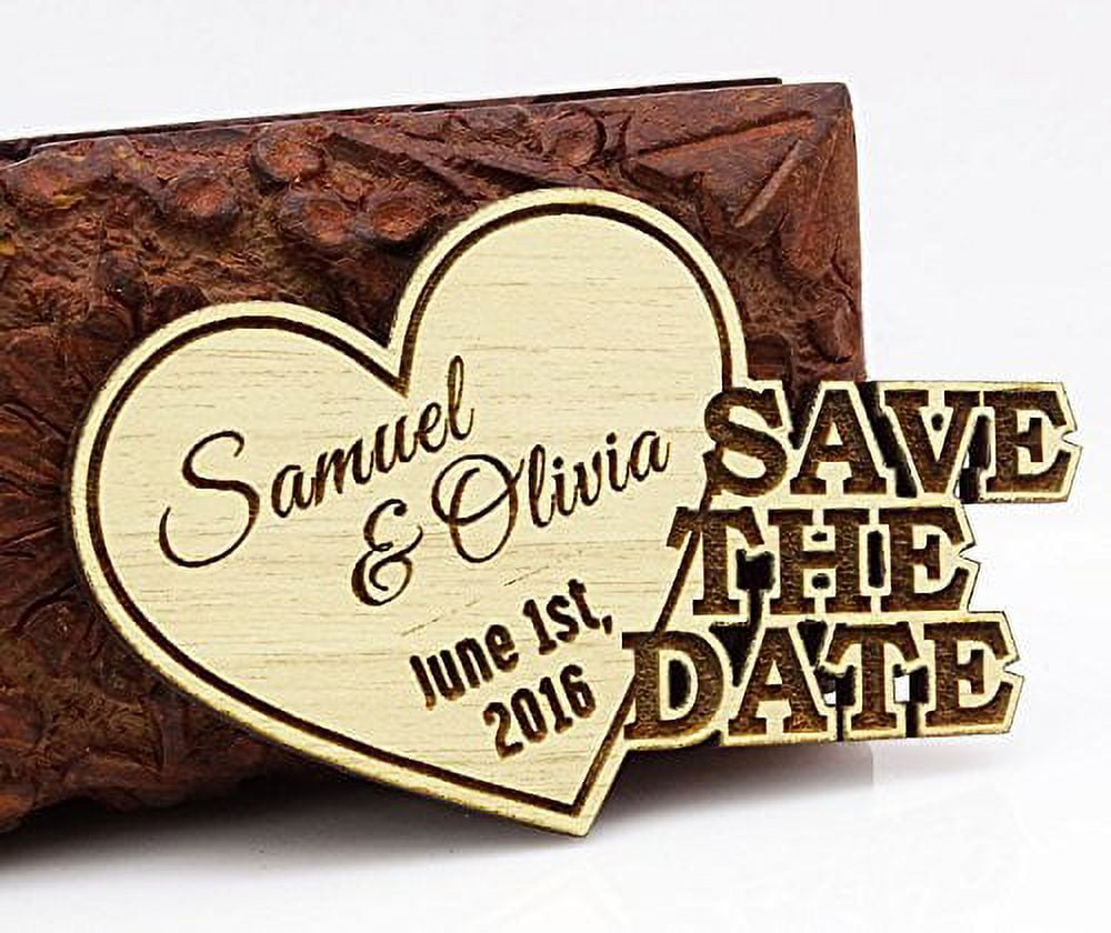 Custom Engraved Wooden Magnet Personalized Gift 50 Rustic Wedding Save ...