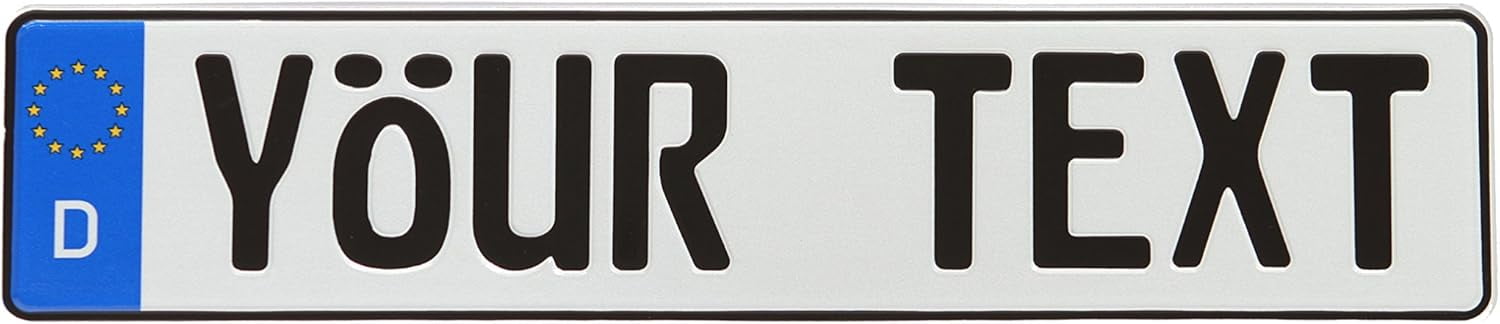 Custom European License Plate - with Country Sidebar - 9 Characters ...