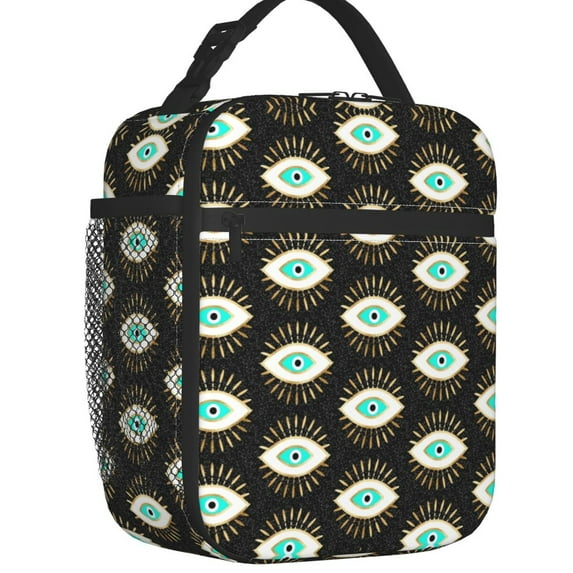 Custom Evil Eye Mandala In Gold And Blue Lunch Bag Women Thermal Cooler ...