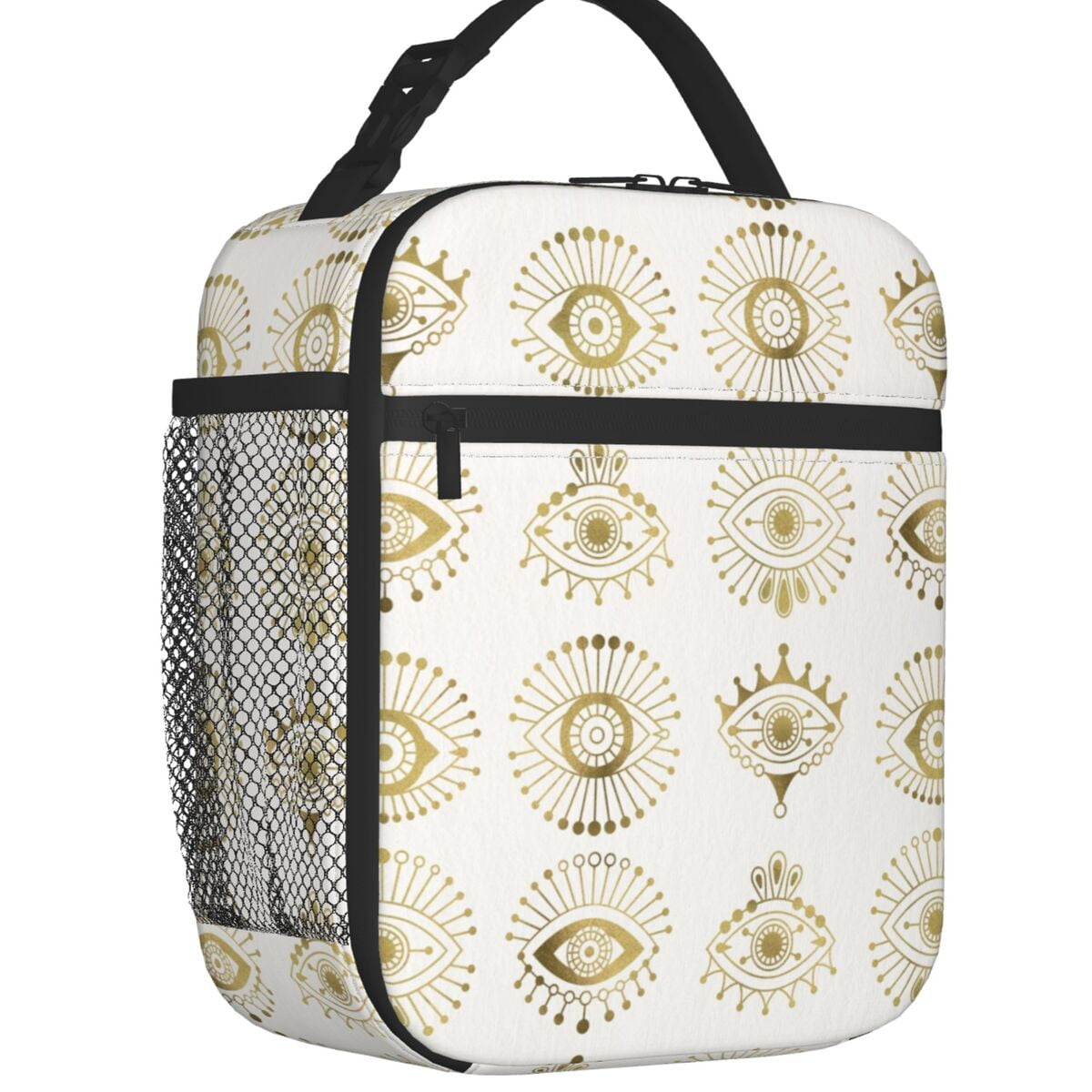 Custom Evil Eye Mandala In Gold And Blue Lunch Bag Women Thermal Cooler ...