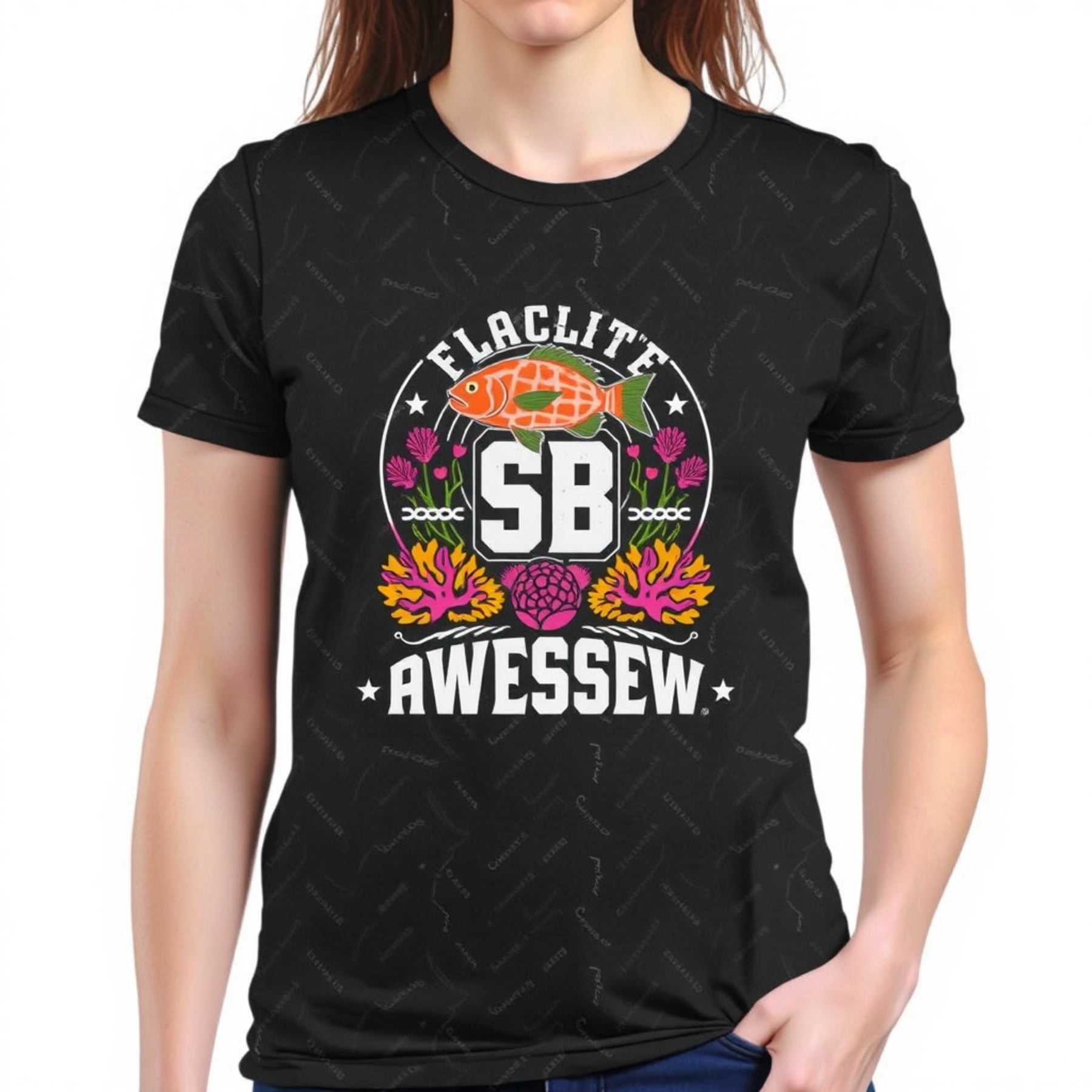 Custom FLACLITE SB AWESSEW Graphic T-Shirt with Marine Design - Unique ...