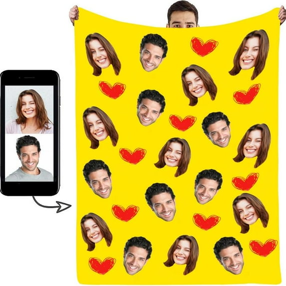 Custom Face Blanket with Photos Personalized Faces Blanket with Picture ...