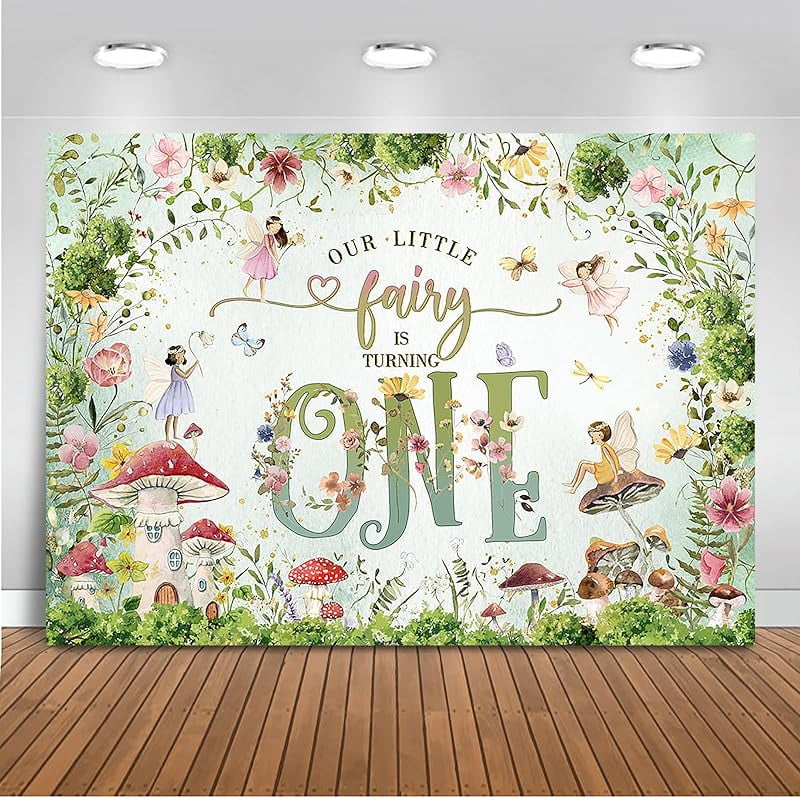 Custom Fairy 1st Birthday Backdrop Princess Girl Happy First Mushroom ...