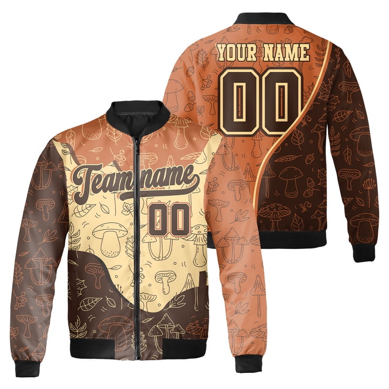 Custom Fall Forest Mushroom Bomber Jacket – Personalized Name and ...