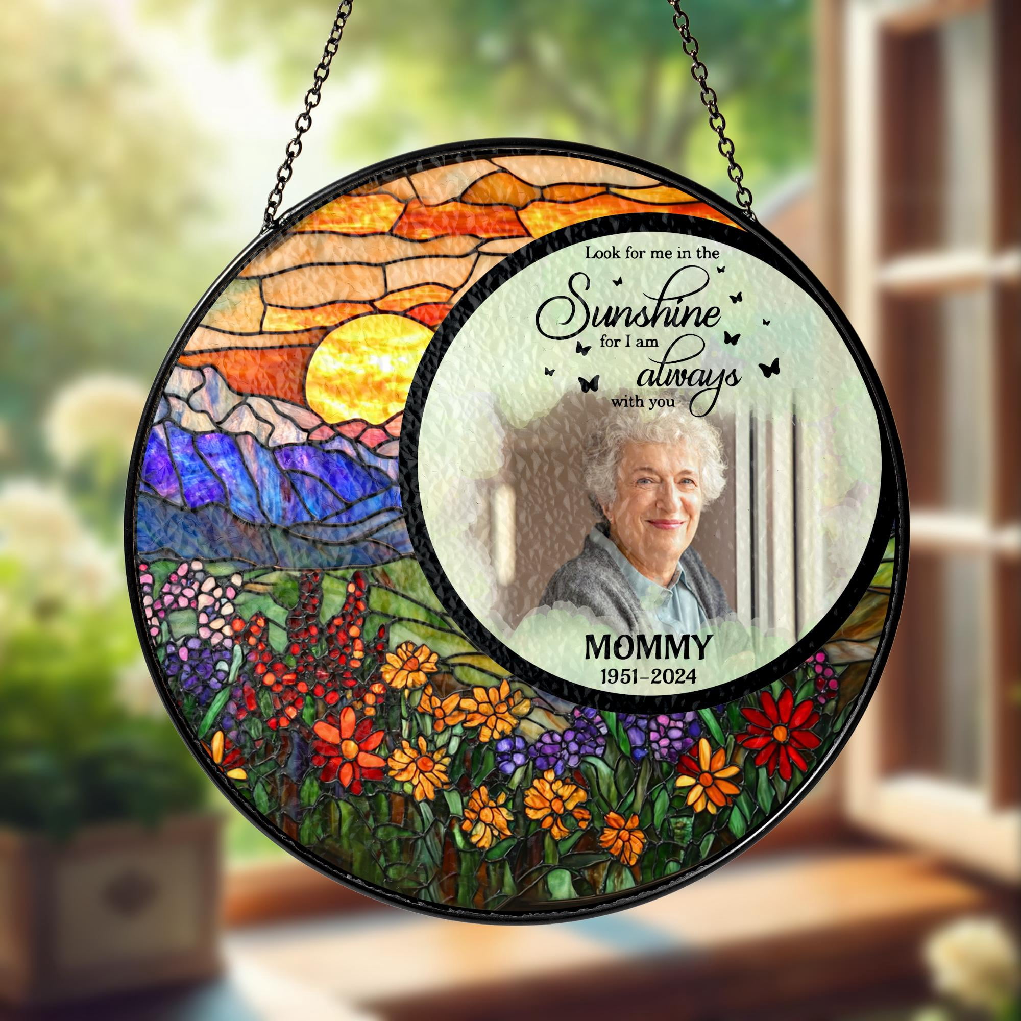 Custom Family Memorial Photo Stained Glass Suncatcher, Picture Tribute ...