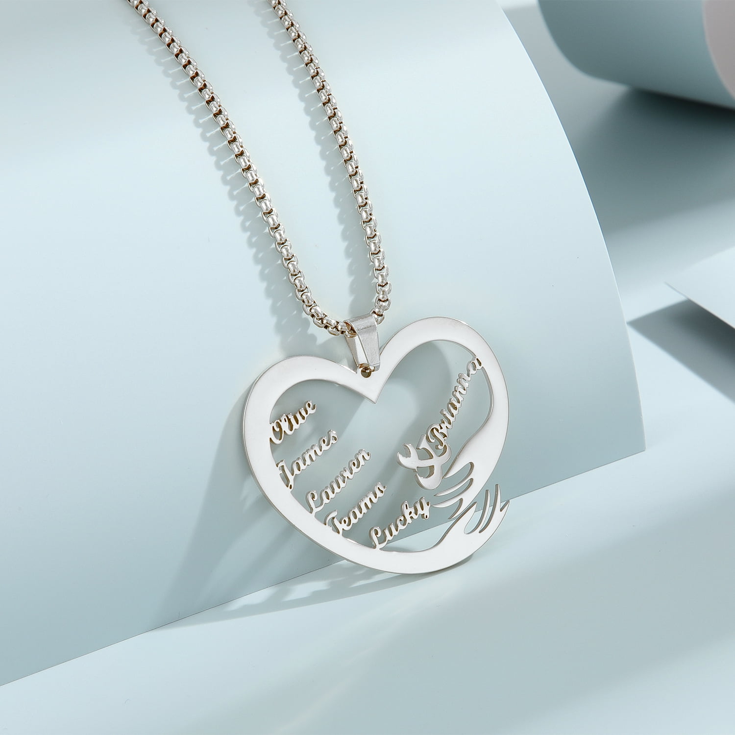 Custom Family Names Pendant Necklaces Personalized Stainless Steel ...