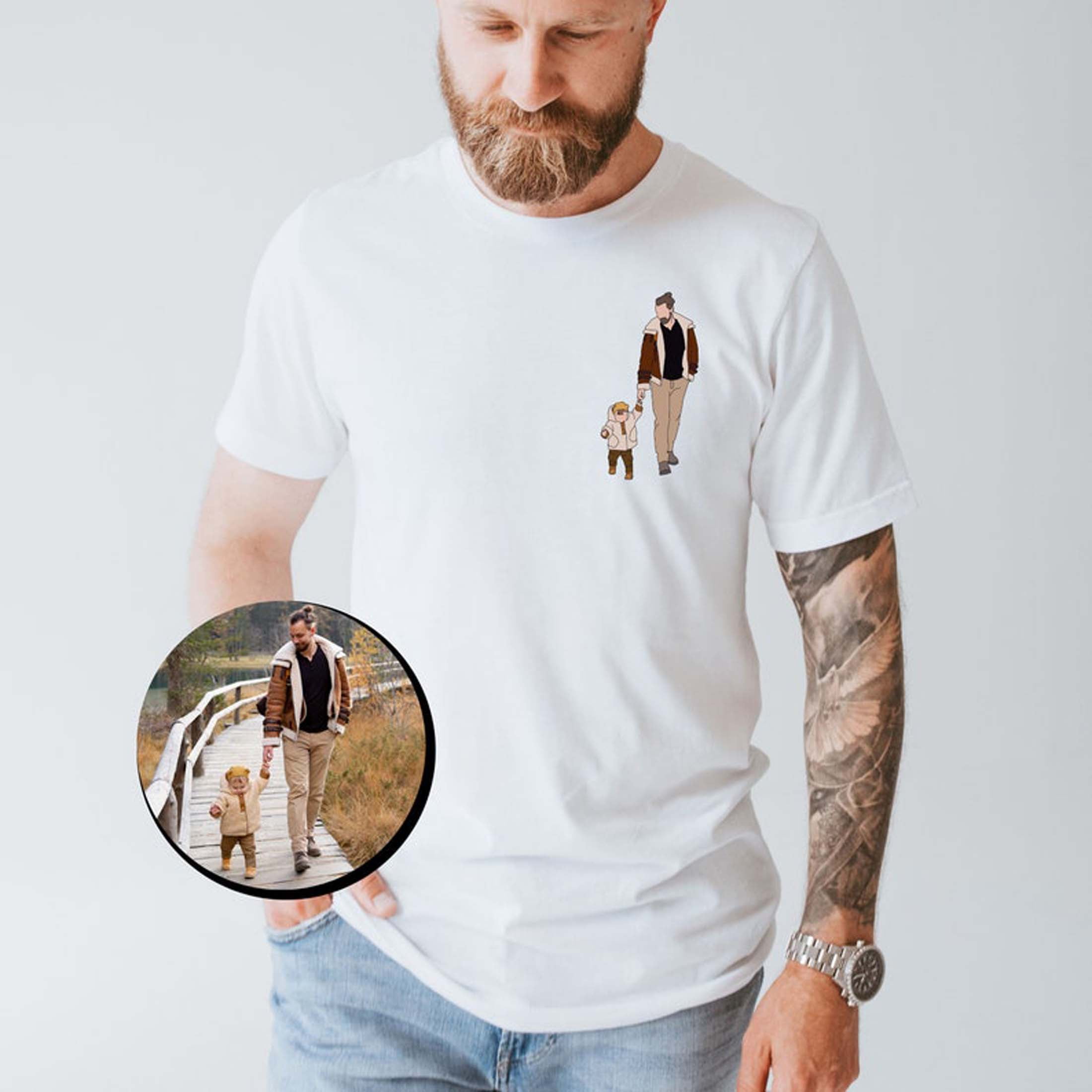 Custom Family Portrait Shirt, Custom Portrait Outline Shirt For Him ...
