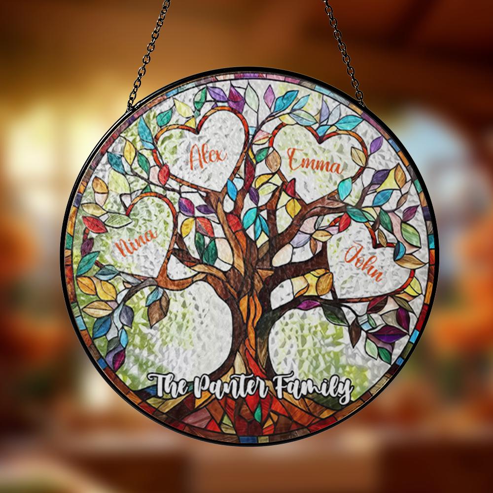 Custom Family Stained Glass Window Hanging Suncatcher, Custom Name ...