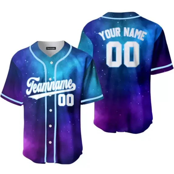 Custom Fantasy Galaxy Pattern White Light Blue Custom Baseball Jerseys ...