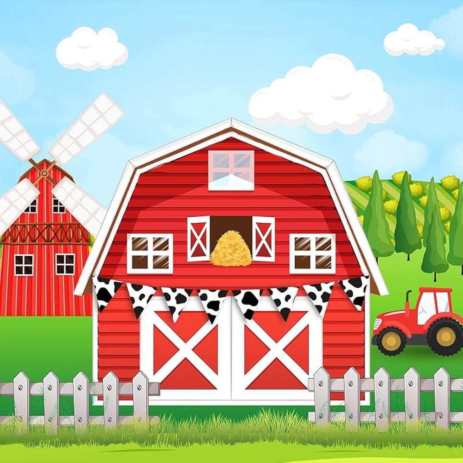Custom Farm Birthday Backdrop Pink Barn Door Banner Props Farm Animals ...