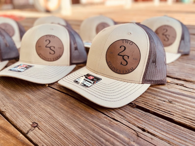 Custom Farm Name Hats. Farm Leather Hats, Leather Patch Hat, Richardson ...