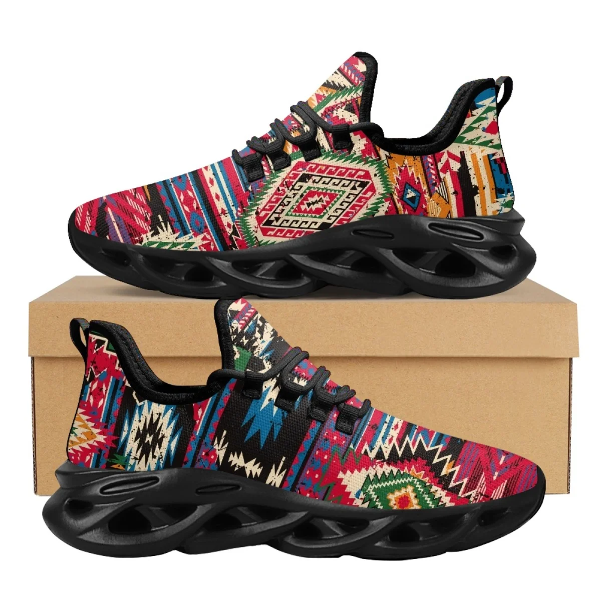 Custom Fashion Tribal Sneakers Casual Lace up Platform Shoes Ethnic ...