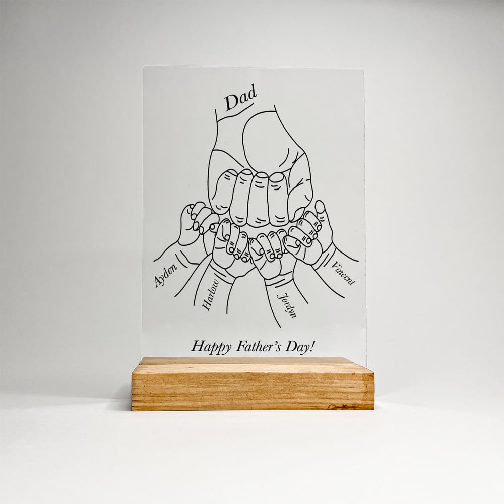 Custom Father Wood Desk Table Stand, Father's Day Fist Bump, Best Dad ...