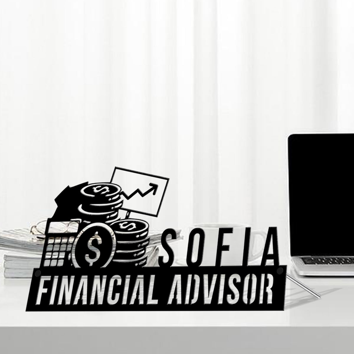 Custom Financial Advisor Desk Name Plate, Financial Advisor Metal ...