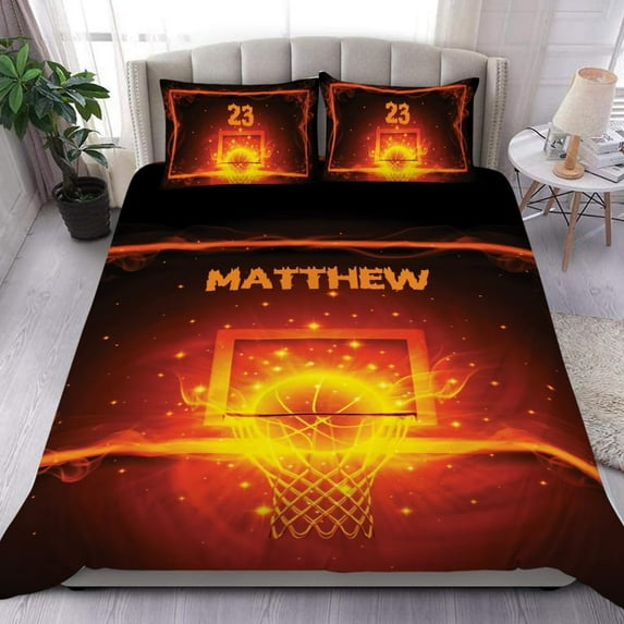 Custom Fire Basketball Hoop Bedding Set, Basketball Bedding Sets for ...