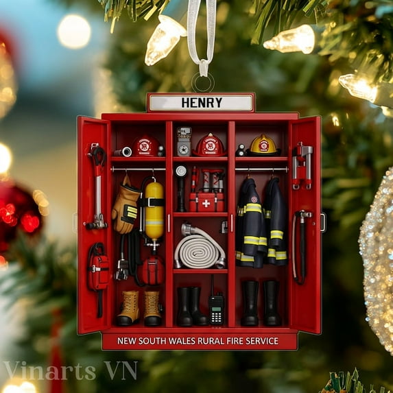 Custom Firefighter Gear Locker Ornament – Name Fireman Uniform ...