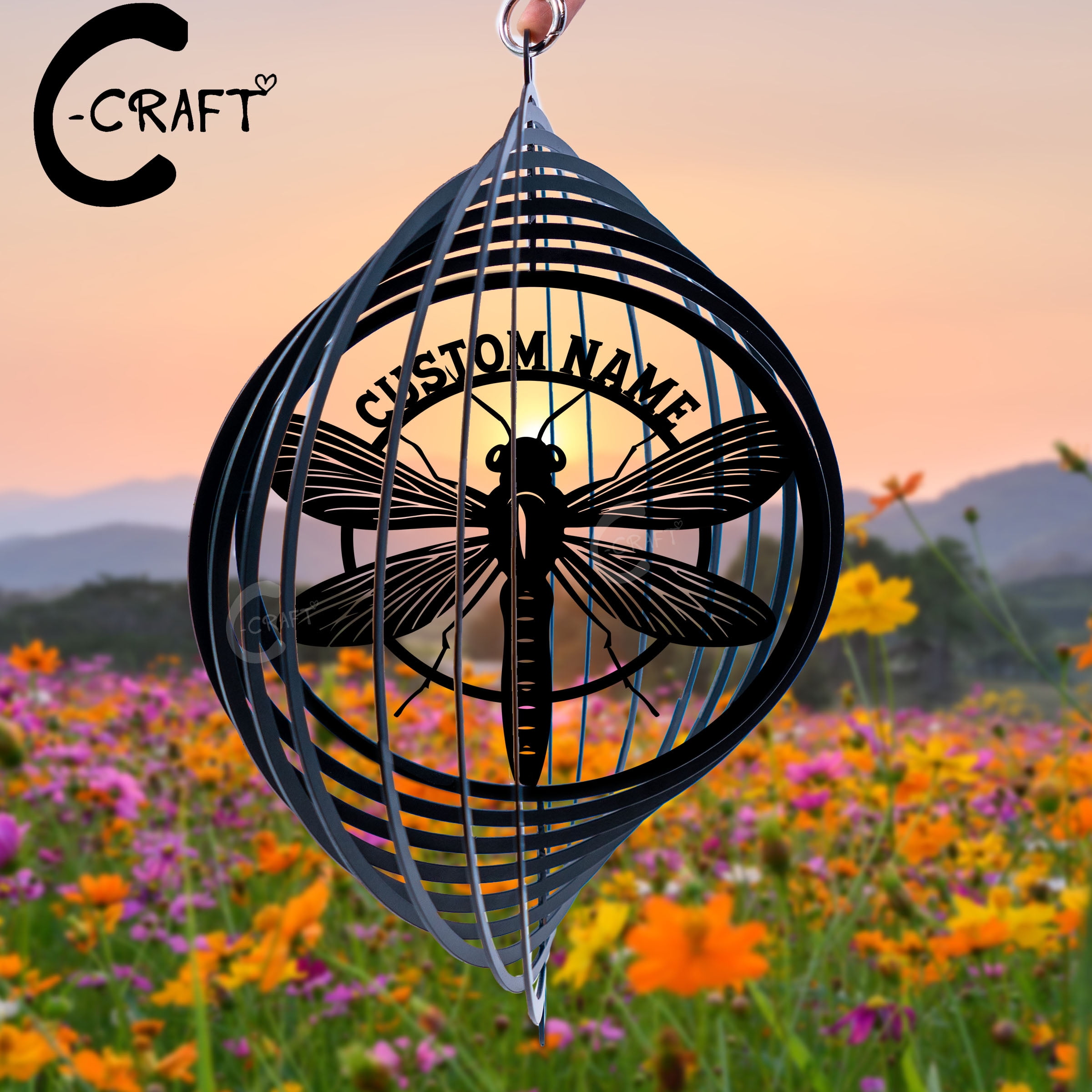 Custom Firefly Wind Spinner 8 inches Metal Hanging, Memorial Wind ...