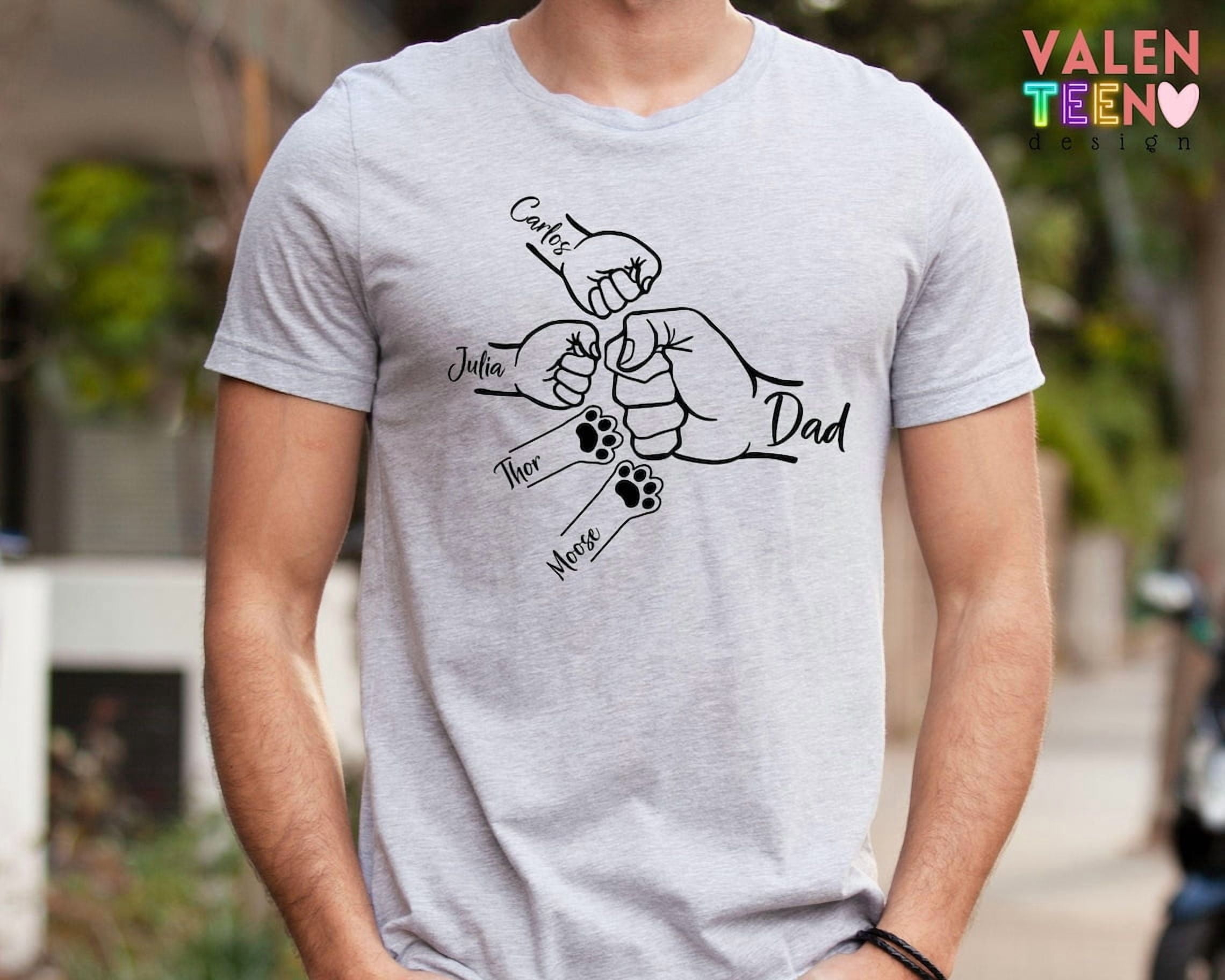 Custom Fist Bump Paw Dad Personalized Mens Graphic Printed T-shirt ...