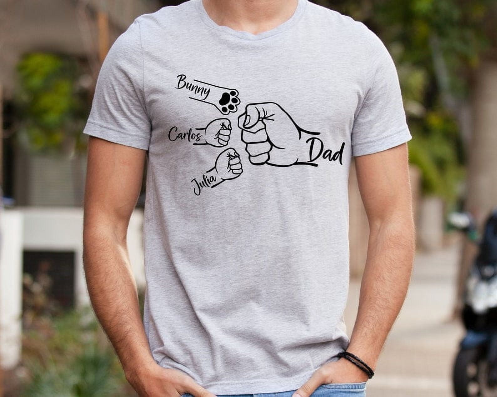 Custom Fist Bump and Paw Dad Shirt, Dad Shirt With Kids and Pet Names ...
