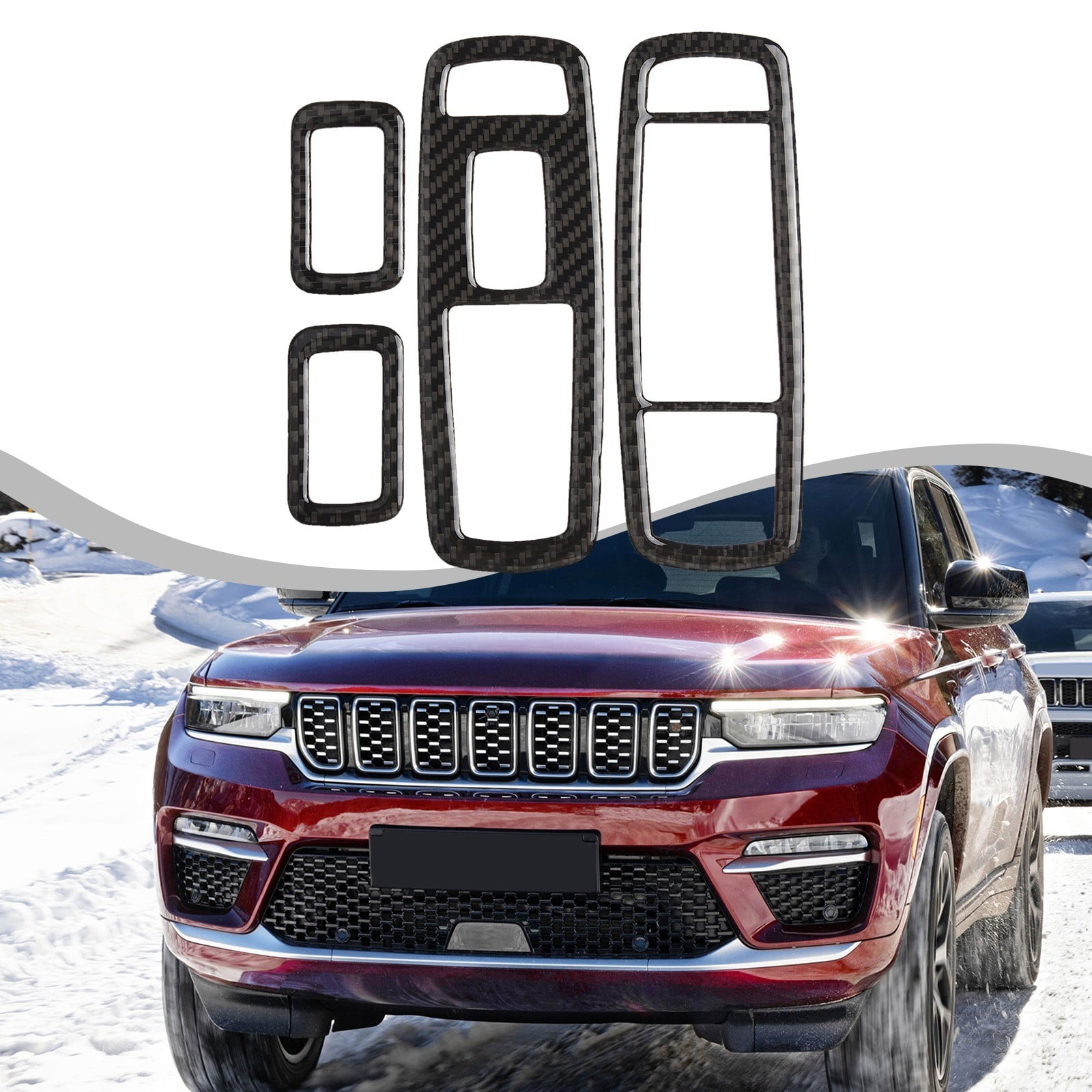 Custom Fit Door Switch Cover Trims in Carbon Fiber Style for Jeep For ...