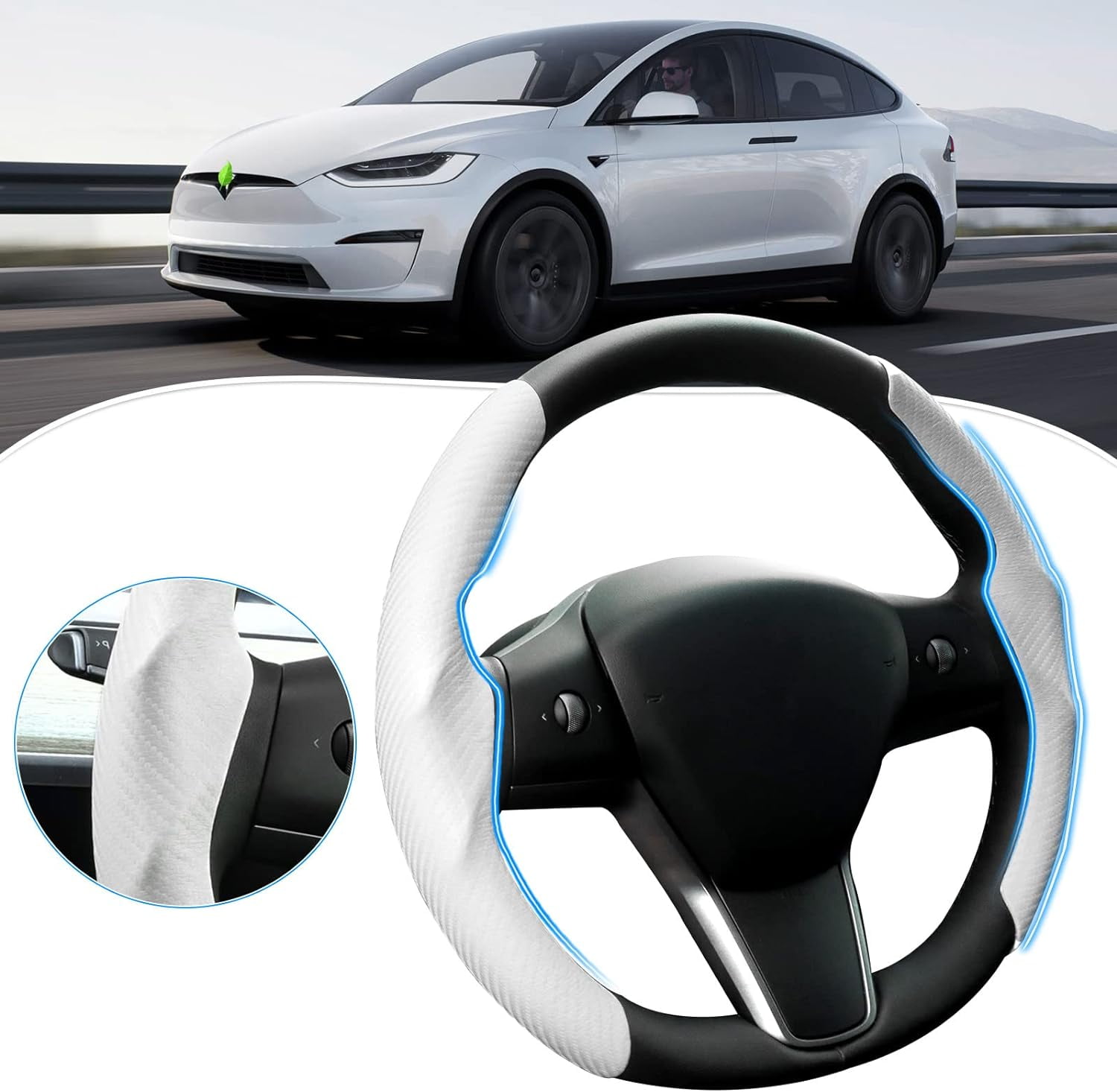 Custom-Fit Steering Wheel Cover for Tesla, Telsa Model 3 / Y Carbon ...