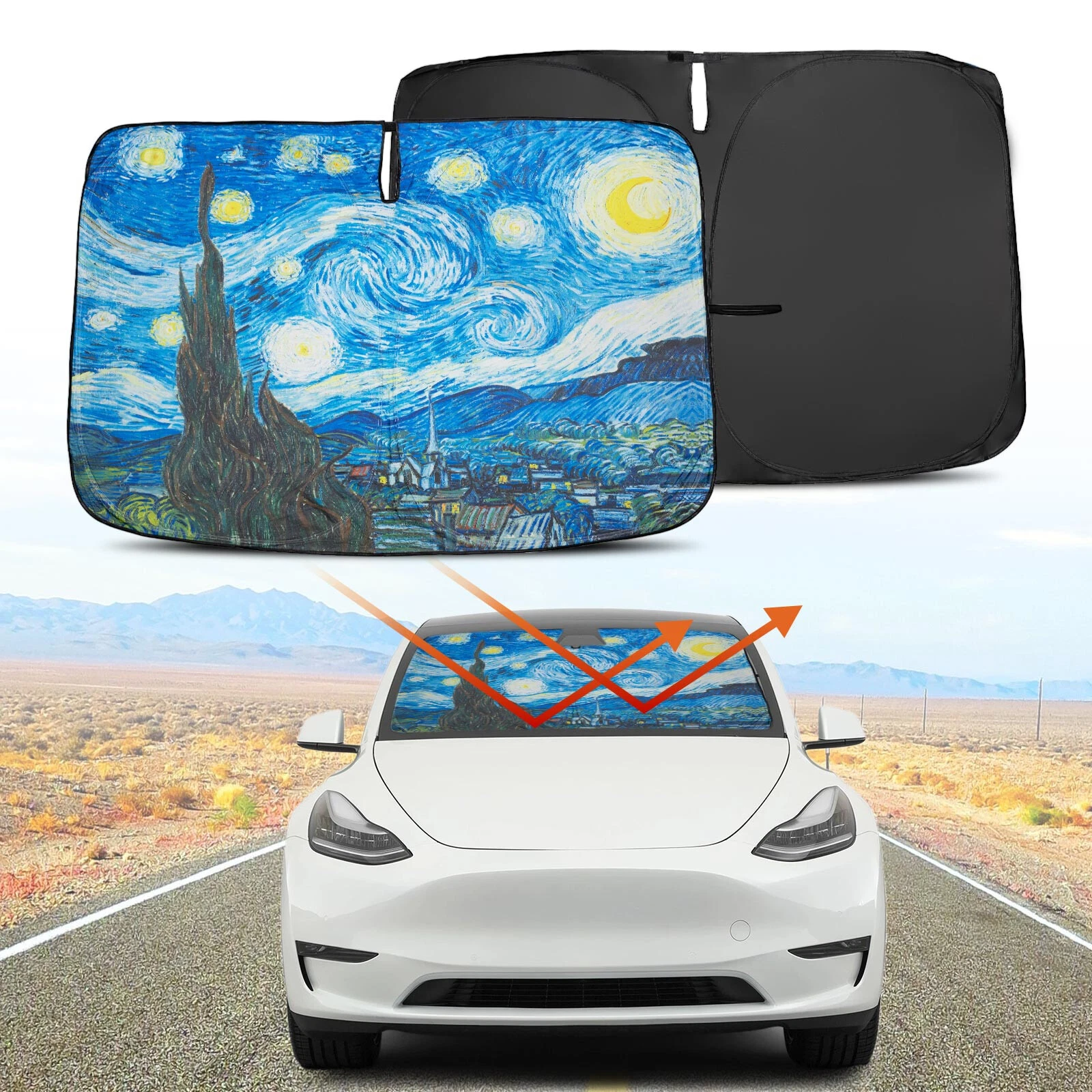 Custom Fit Windshield Sun Shade Visor Sunshade Block For Tesla Model 3 ...