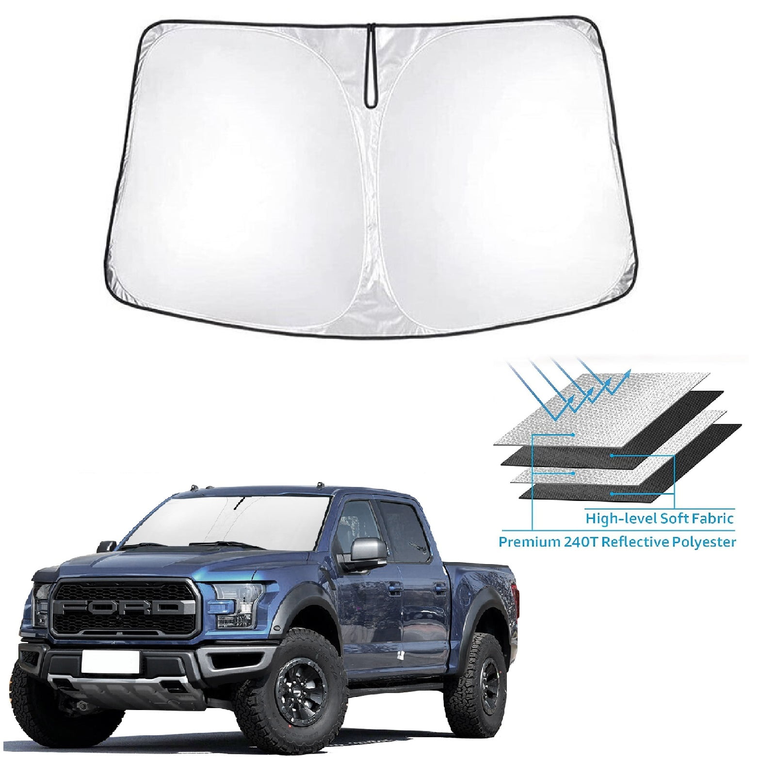 Custom Fit for Ford F150 2015-2020 Windshield Sun Shade Foldable Cover ...
