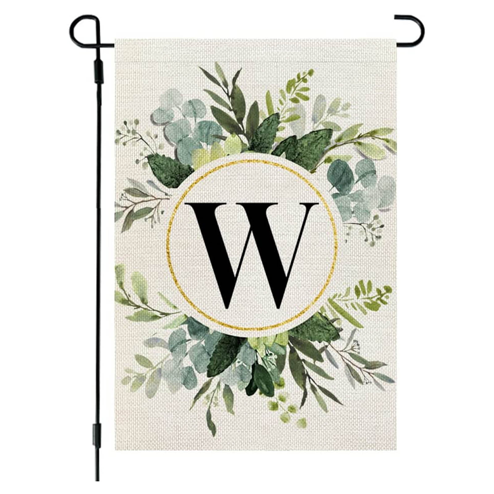 Custom Flax Garden Flag with 26 Letters and Green Plant Printing for ...