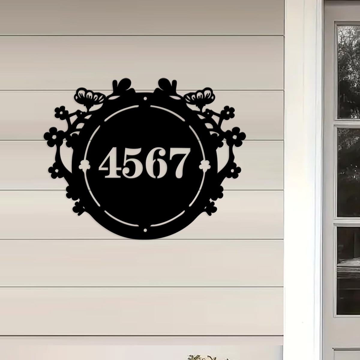 Custom Floral Metal House Number Sign Personalized, Metal Address ...