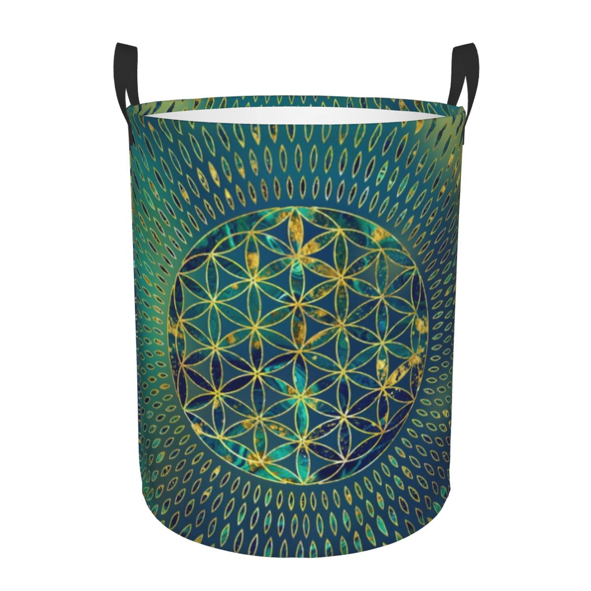 Custom Flower Of Life Lotus Laundry Basket Collapsible Sacred Geometry ...