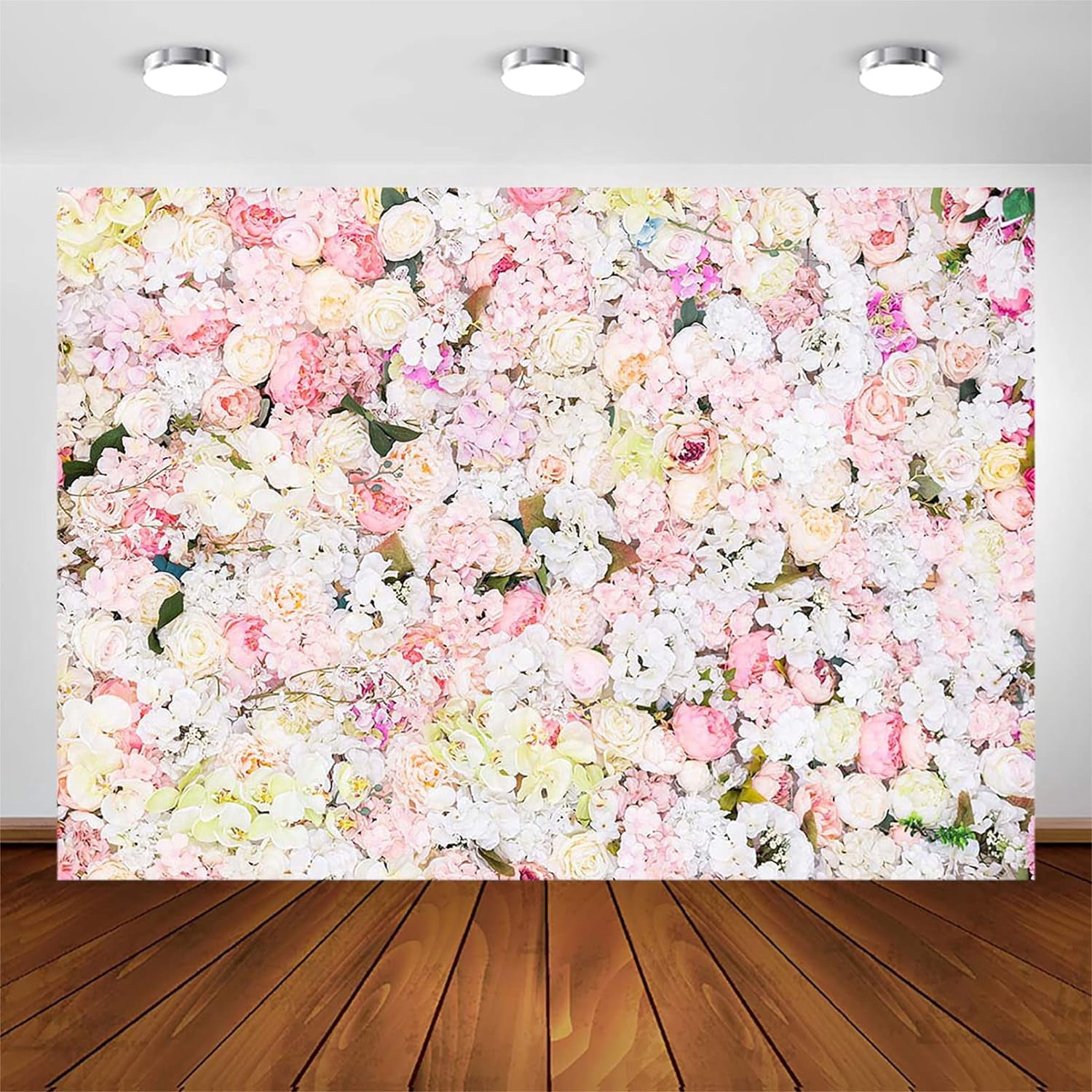 Custom Flower Wall Backdrop Spring Pink and White Rose Portrait ...