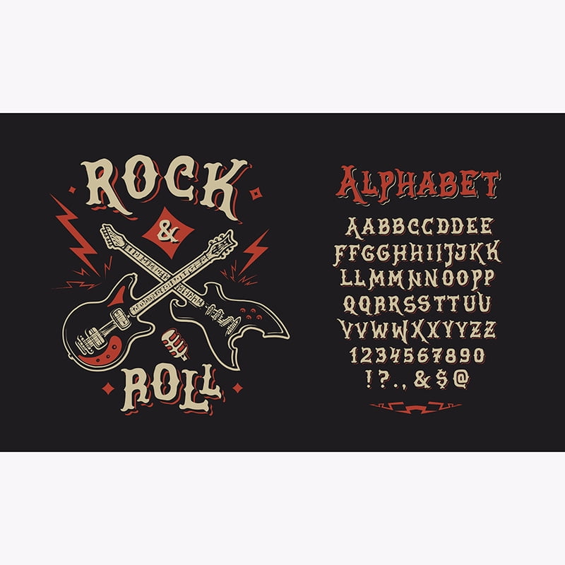 Custom Font Rock N Roll Music Theme Party Backdrop Vintage Guitar Photo ...