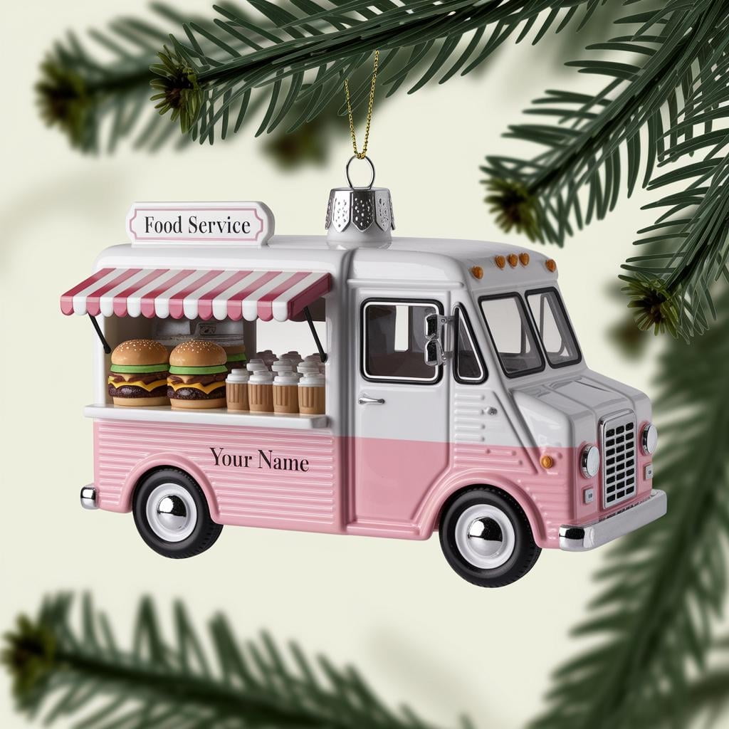 Custom Food Truck Ornament with Name, Personalized Christmas Tree ...