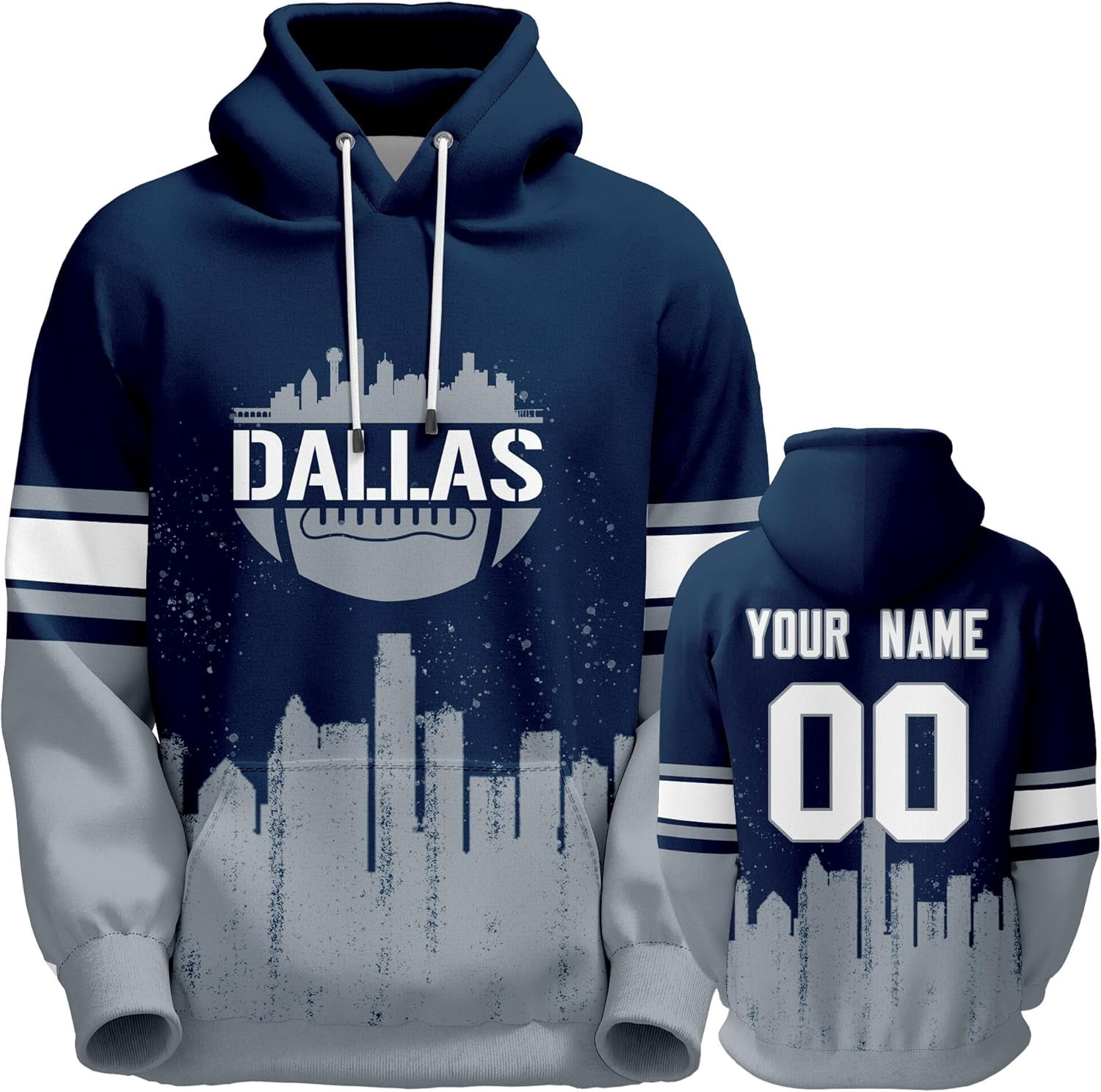 Custom Football Hoodie City Silhouette Skyline Fans Sweatshirt ...