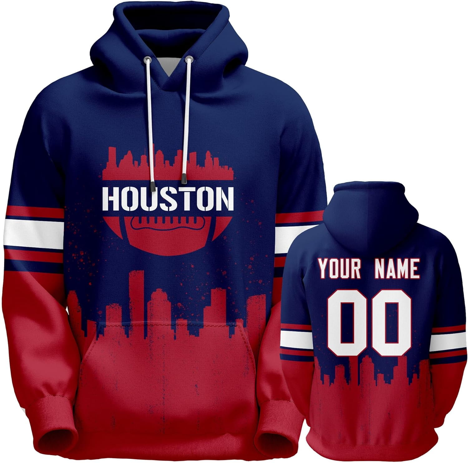 Custom Football Hoodie City Silhouette Skyline Fans Sweatshirt ...