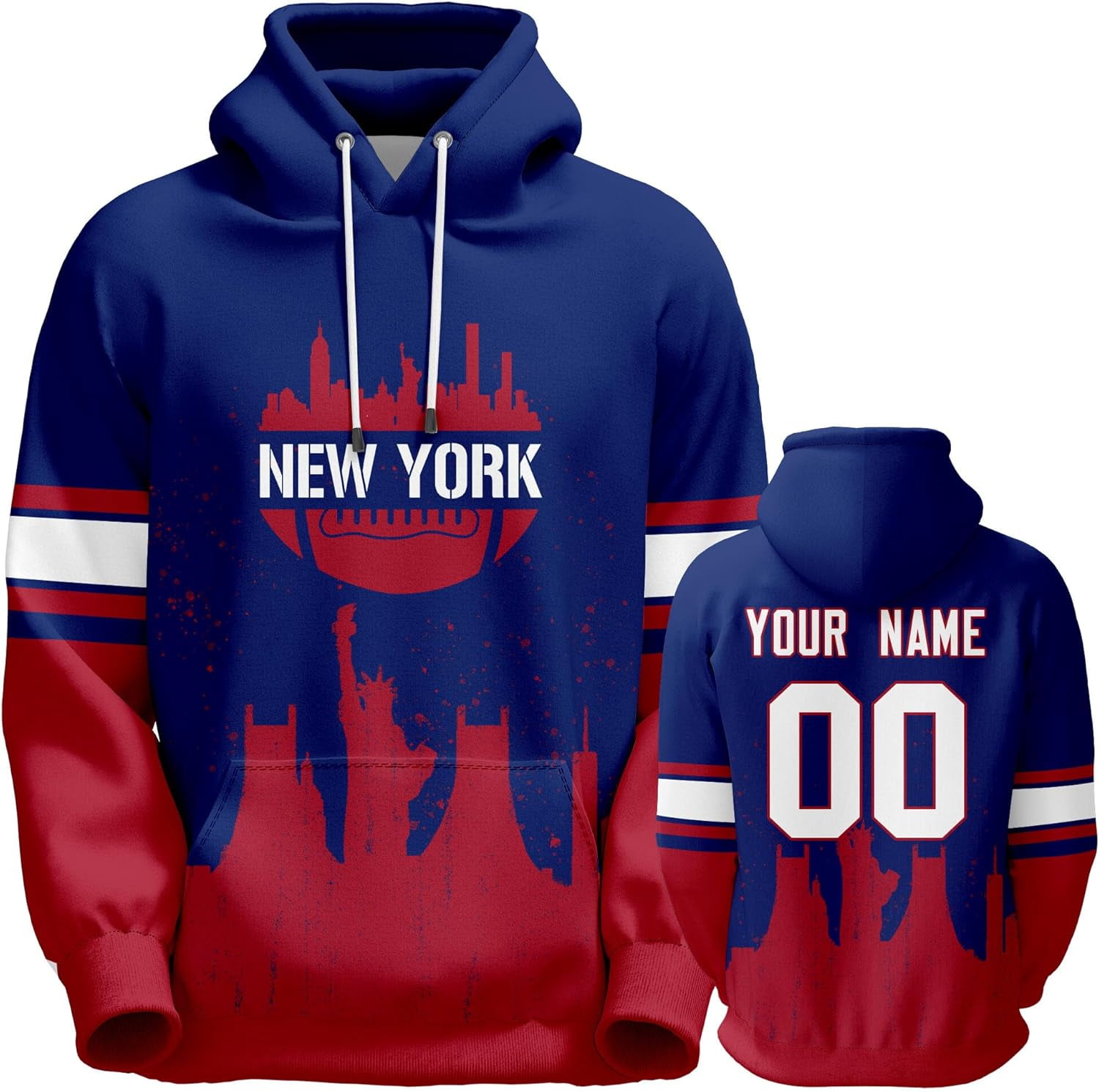 Custom Football Hoodie City Silhouette Skyline Fans Sweatshirt ...