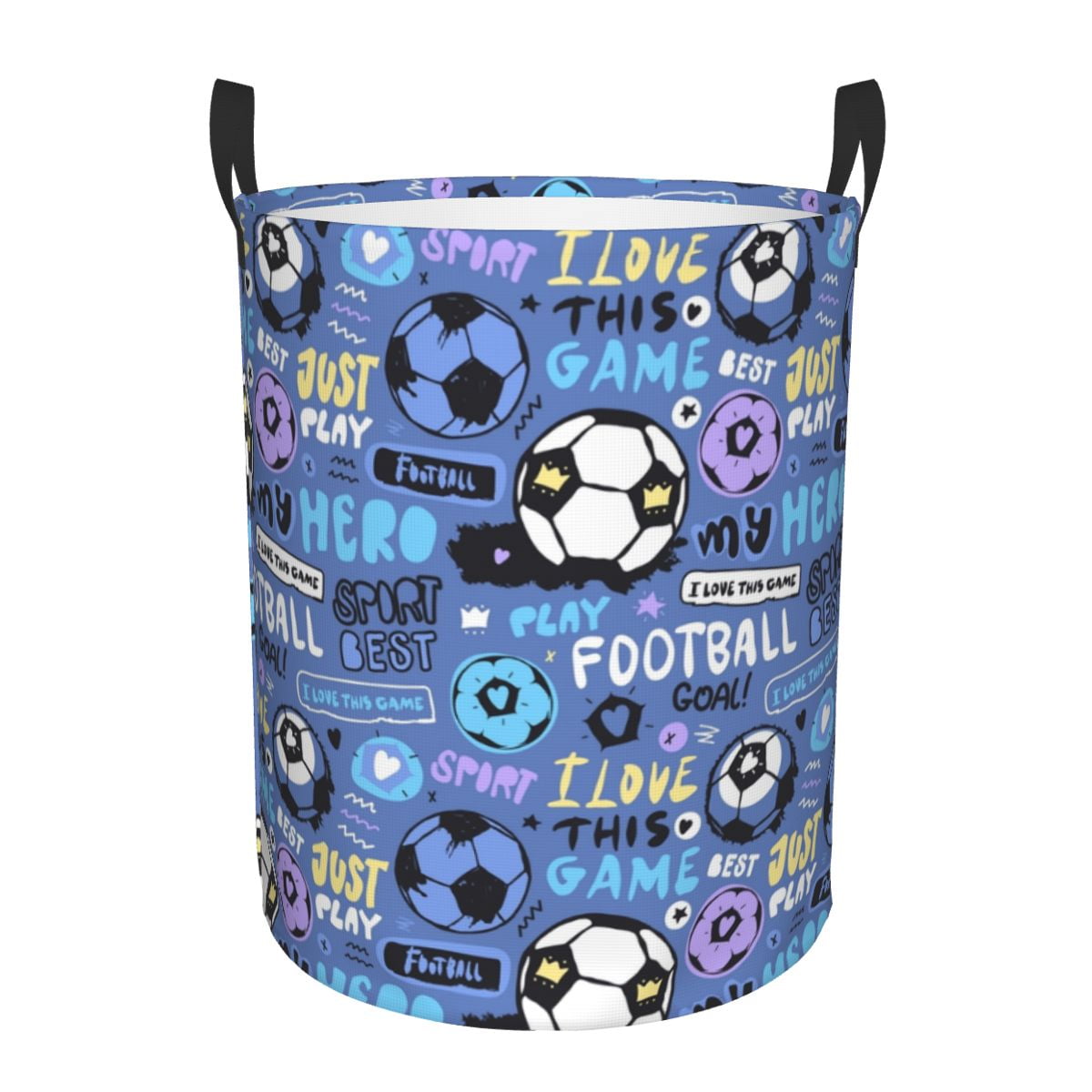 Custom Football Soccer Laundry Basket Collapsible Clothing Hamper Toys ...