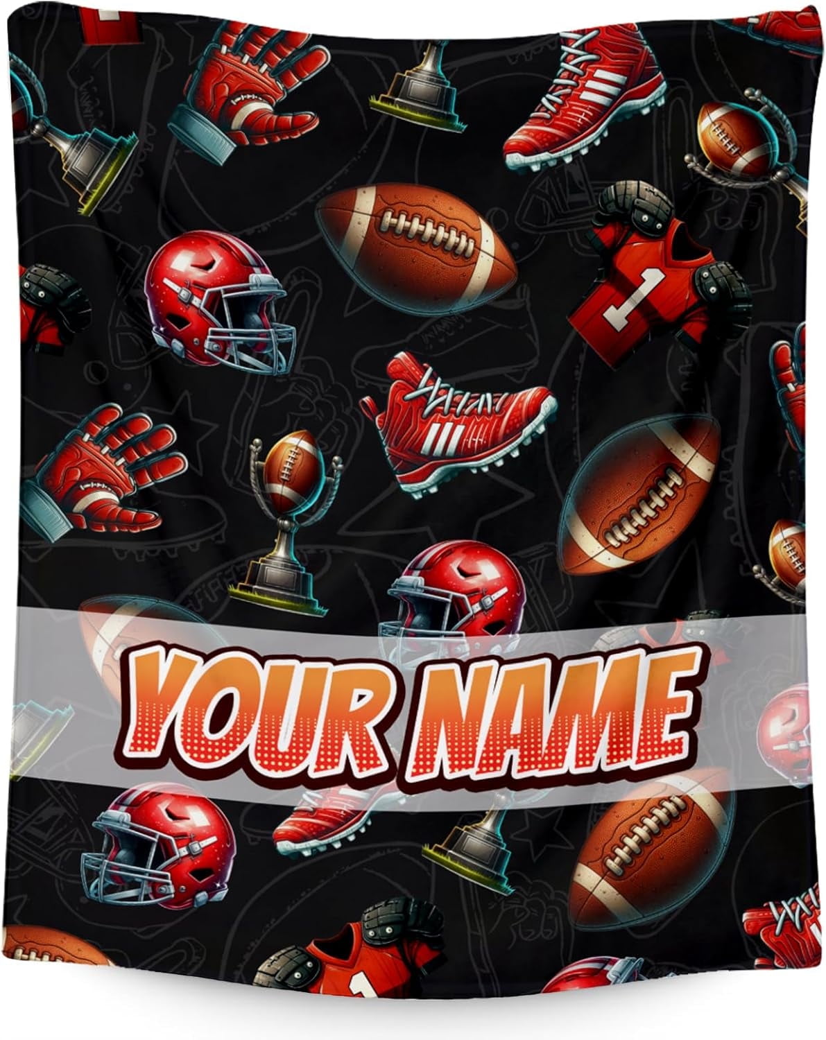 Custom Football Throw Blanket - 30x40 Inches Plush Lap Blanket for Boys ...