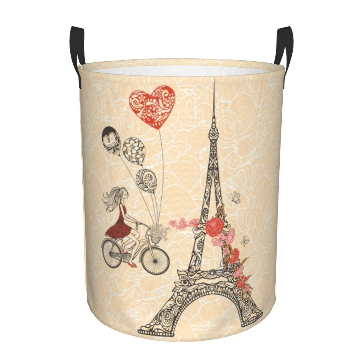 Custom France Paris Eiffel Tower Vintage Laundry Basket Collapsible ...