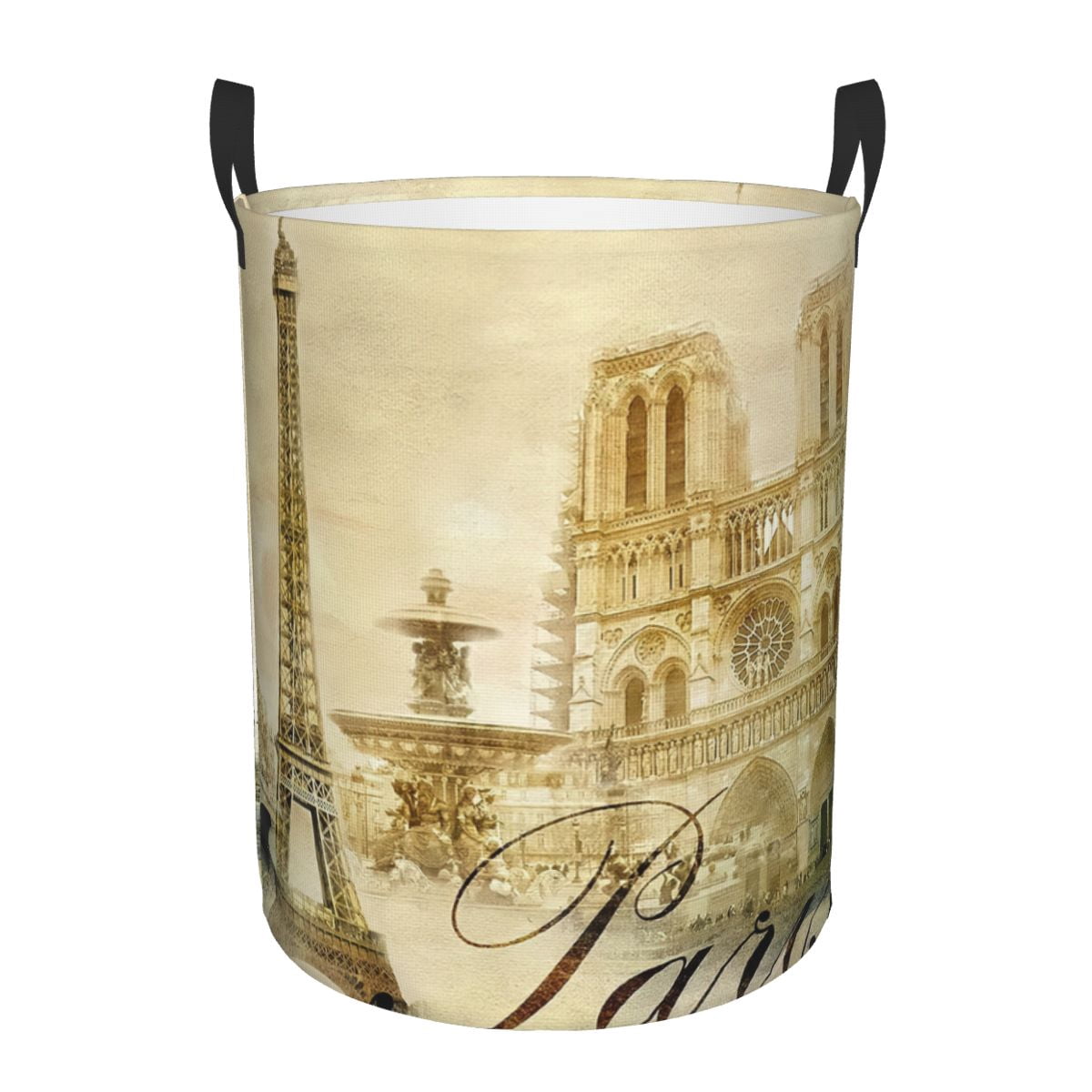 Custom France Paris Eiffel Tower Vintage Laundry Basket Collapsible ...