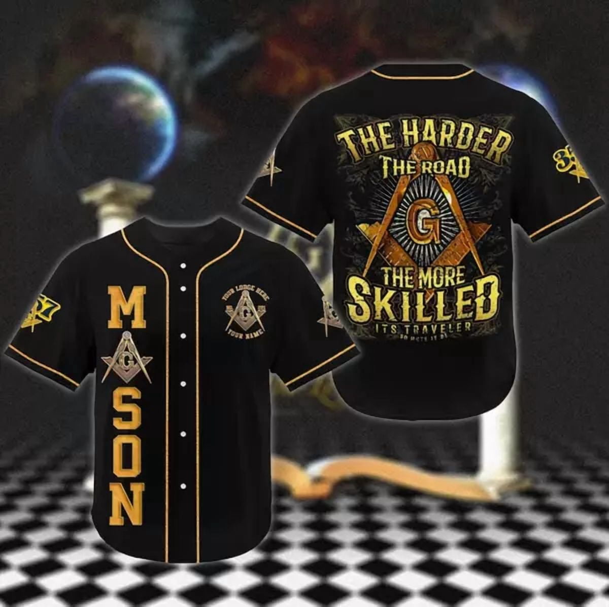 Custom Freemasonry Masonic Harder Road The More Skilled 3D Baseball ...